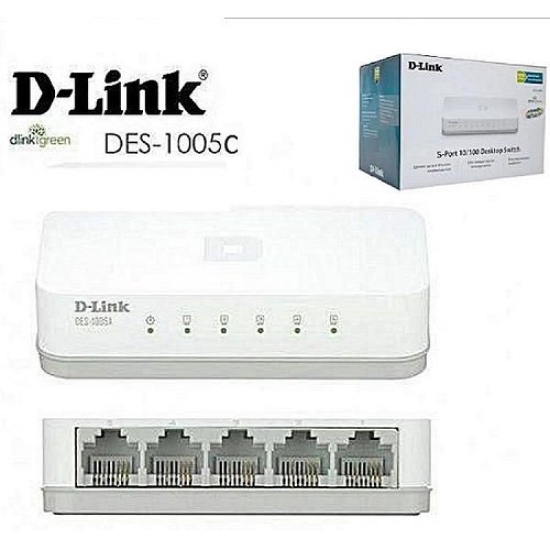 D-LINK Switching Hub (DES-1005C) 5 Port (4'') - SuperTstore