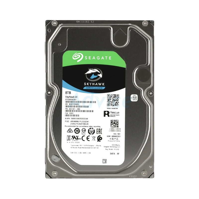 8 TB HDD CCTV SEAGATE SKYHAWK AI (7200RPM, 256MB, SATA-3, ST8000VE001 ...