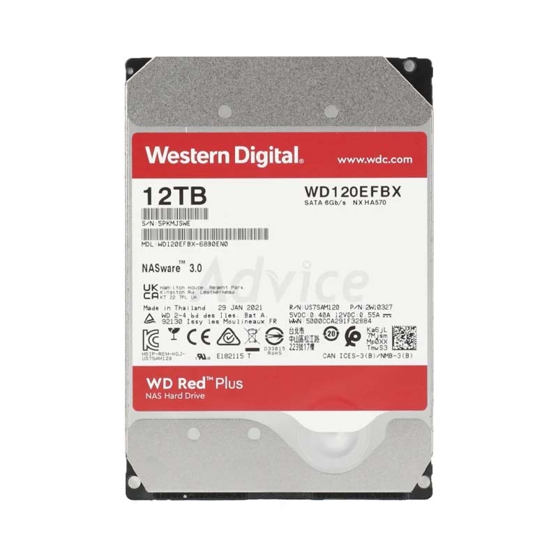 12 TB HDD WD RED PLUS (7200RPM, 256MB, SATA-3, WD120EFBX)(By ...