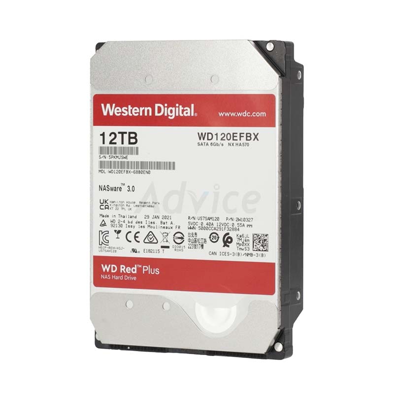 12 TB HDD WD RED PLUS (7200RPM, 256MB, SATA-3, WD120EFBX)(By ...