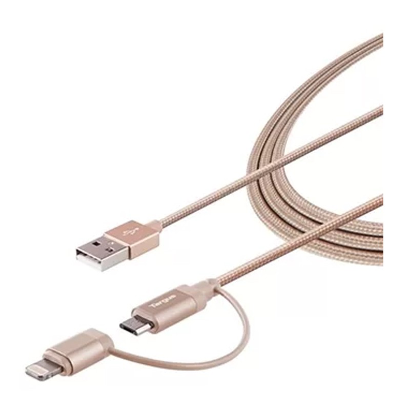 Targus ALU Series 2-In-1 Cable (1.2M) - Gold - SuperTstore