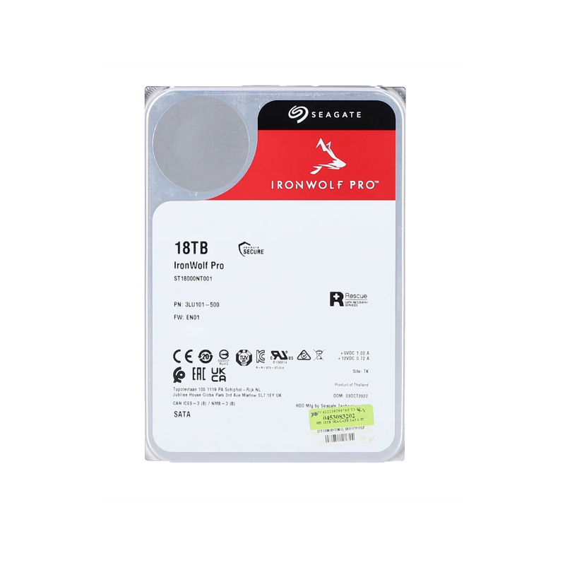 SEAGATE 18 TB HDD IRONWOLF PRO (7200RPM, 256MB, SATA-3, ST18000NT001 ...