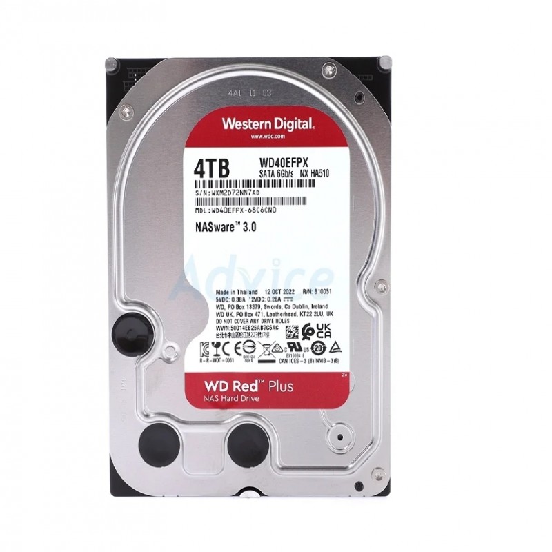 4 TB HDD WD RED PLUS NAS (5400RPM, 256MB, SATA-3, WD40EFPX) - SuperTstore