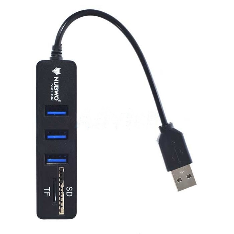 NUBWO 3 Port USB HUB + Card Reader (NCR-100) Black - SuperTstore