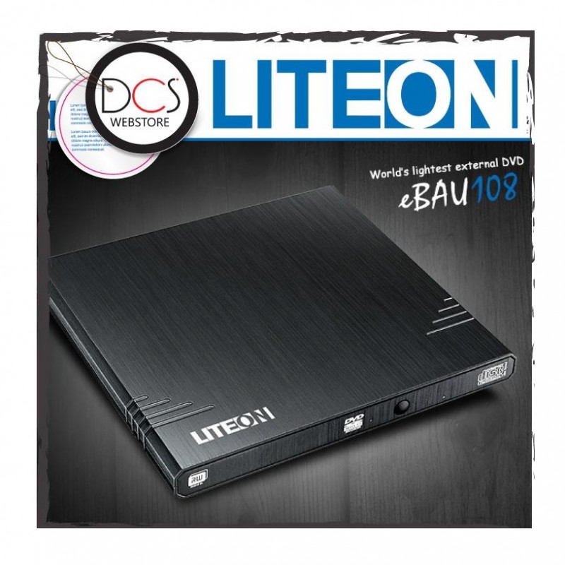LITE-ON Ext.Slim DVD RW 8X รุ่น eBAU108 - Black - SuperTstore