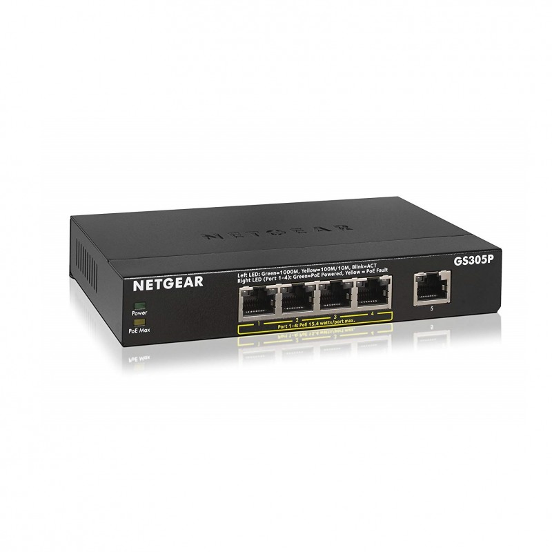 NETGEAR 5-Port Gigabit Ethernet Unmanaged PoE Switch (GS305P) - SuperTstore