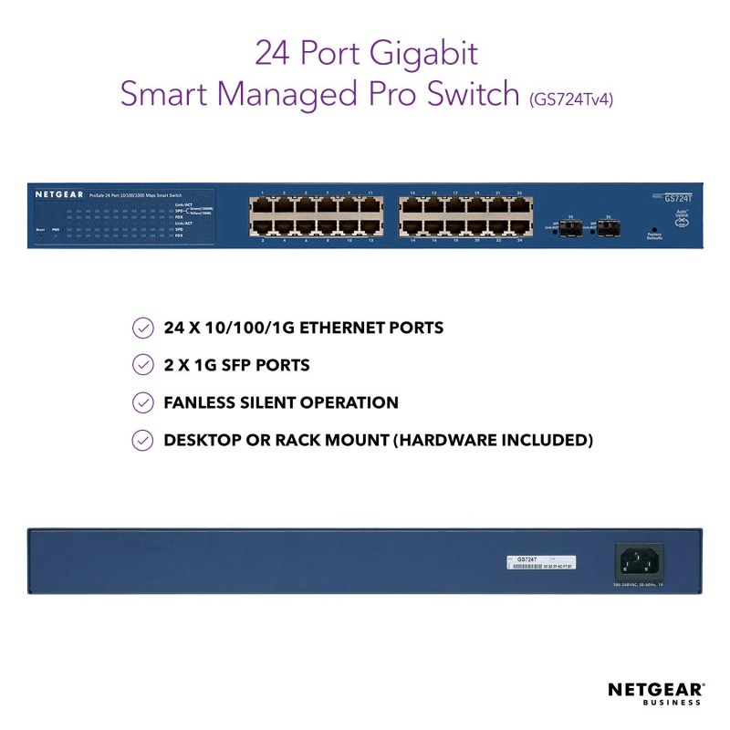 NetGear 24-port Gigabit Smart Managed Switch with 2 Gigabit SFP Ports ...