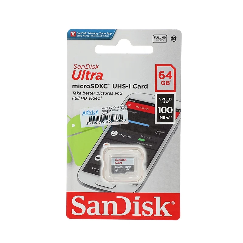 SANDISK MICRO SD ULTRA C10 64GB 100MB/S (SDSQUNR-064G-GN3MN) By ...